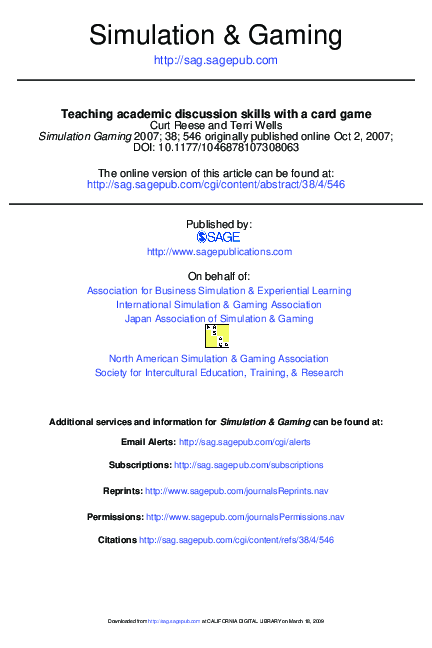 (PDF) Teaching academic discussion skills with a card game