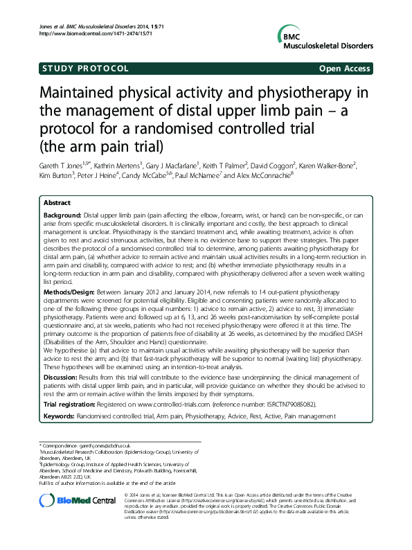 (PDF) Maintained physical activity and physiotherapy in the management ...
