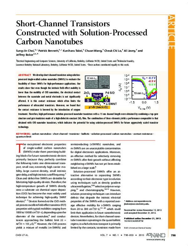 (PDF) Short-Channel Transistors Constructed with Solution-Processed ...