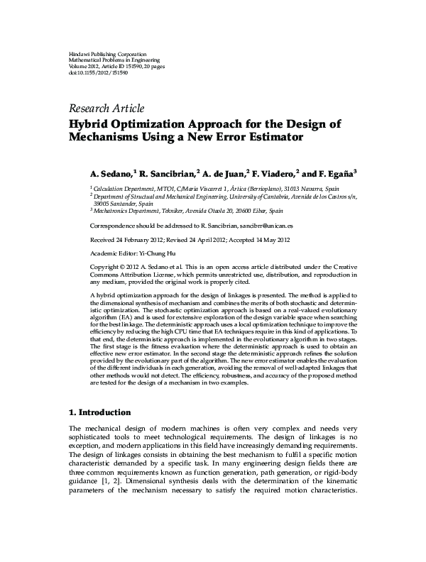 (PDF) Hybrid Optimization Approach for the Design of Mechanisms Using a New Error Estimator