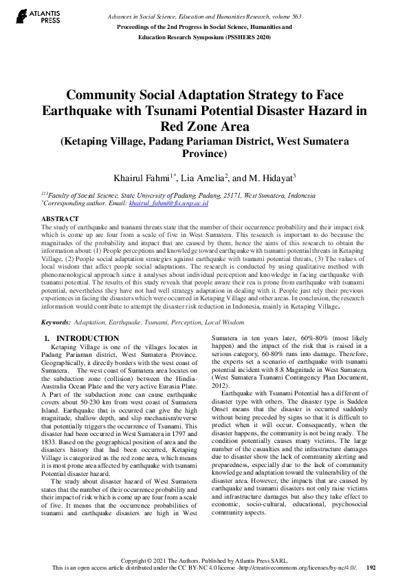 (PDF) Social Adaptation Strategies for Tsunami Risks