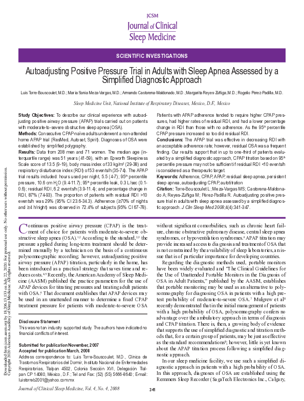 (PDF) Autoadjusting Positive Pressure Trial in Adults with Sleep Apnea ...