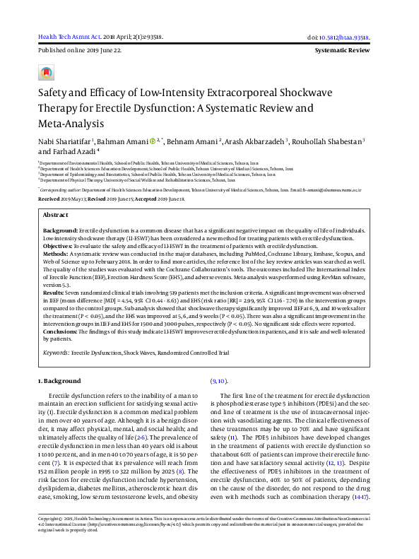 (PDF) Safety and Efficacy of Low-Intensity Extracorporeal Shockwave ...