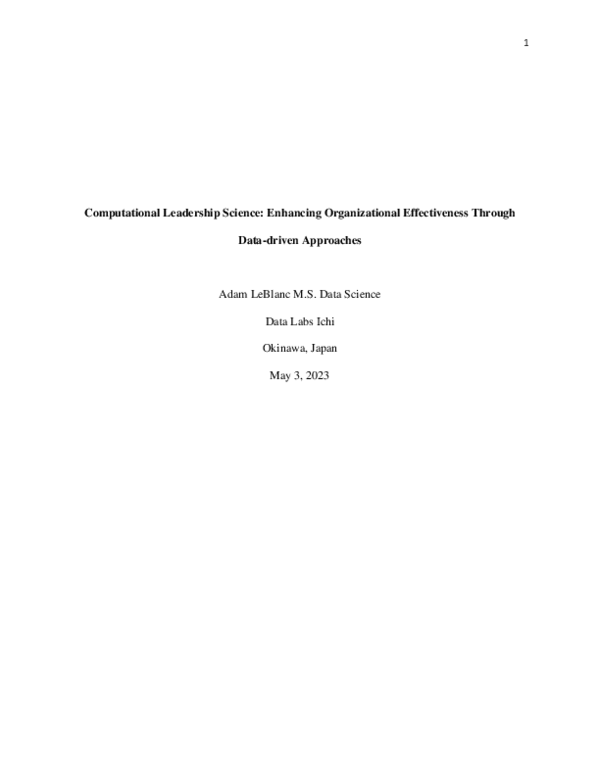 (PDF) Computational Leadership Science: Enhancing Organizational Effectiveness Through Data ...