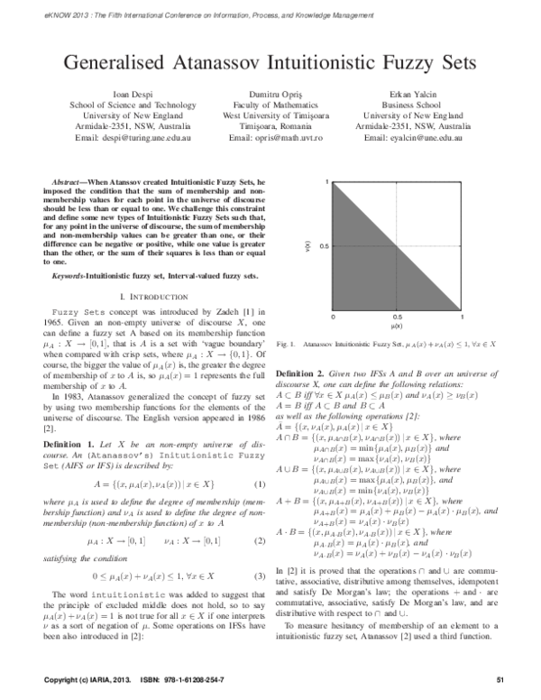 (PDF) Generalised Atanassov Intuitionistic Fuzzy Sets