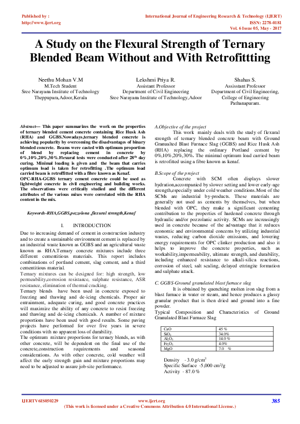 (PDF) A Study on the Flexural Strength of Ternary Blended Beam Without ...