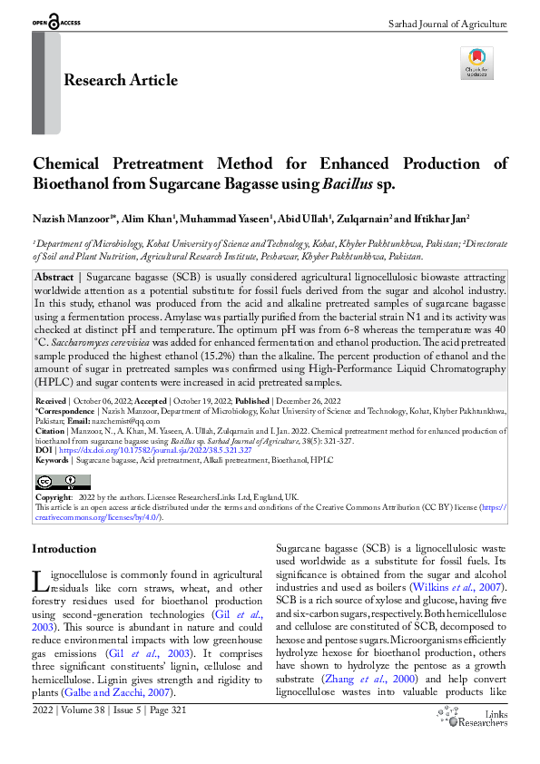 (PDF) Chemical Pretreatment Method for Enhanced Production of ...