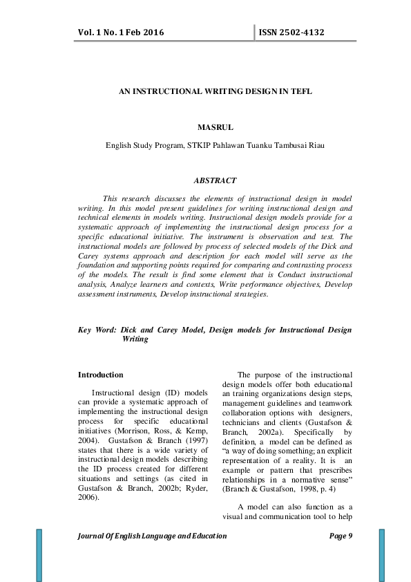 (PDF) An Instructional Writing Design in Tefl Masrul