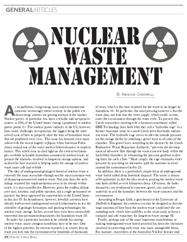 (PDF) Nuclear Waste Management