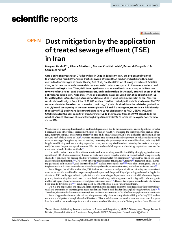 (PDF) Dust mitigation by the application of treated sewage effluent ...