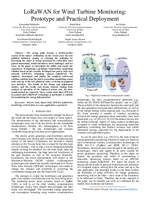 (PDF) LoRa WAN for Wind Turbine Monitoring: Prototype and Practical Deployment | Abdul Moiz ...