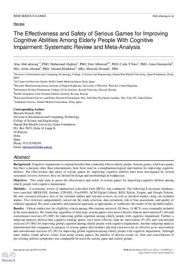 (PDF) The Effectiveness and Safety of Serious Games for Improving ...