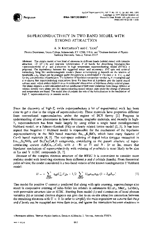 (PDF) Superconductivity in Tpo Band Model Pith Strong Attraction
