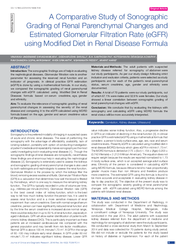 (PDF) A Comparative Study of Sonographic Grading of Renal Parenchymal ...