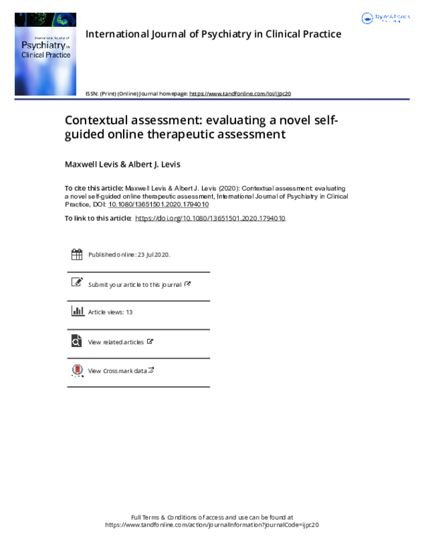 Contextual assessment: evaluating a novel self-guided online ...