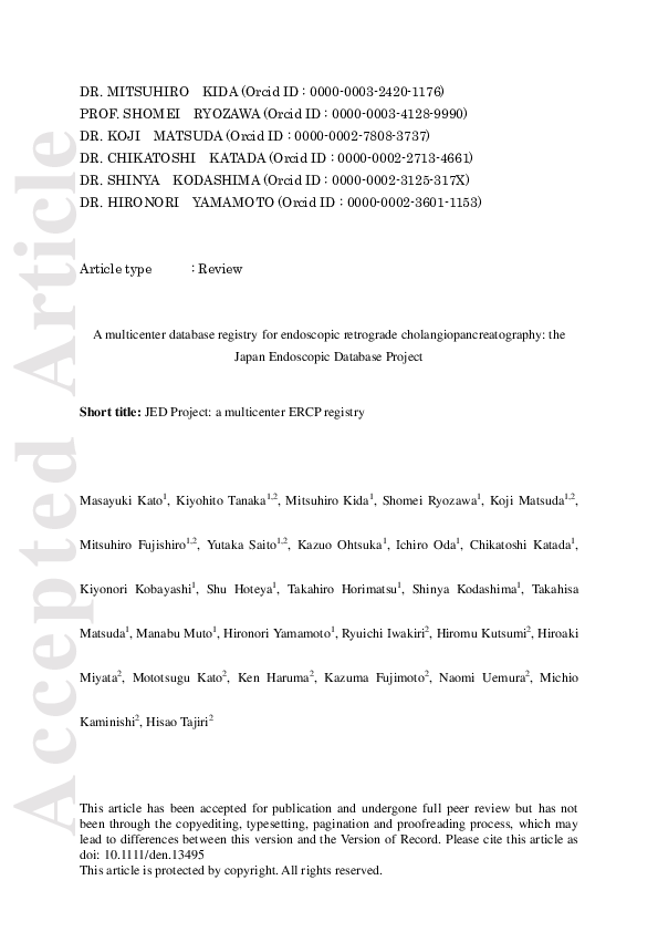 (PDF) Multicenter database registry for endoscopic retrograde ...