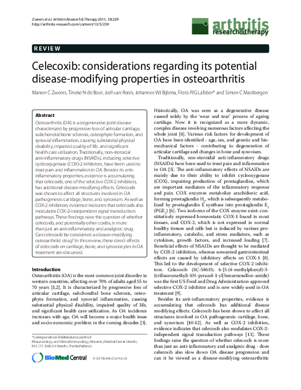 (PDF) Celecoxib: considerations regarding its potential disease-modifying properties in ...
