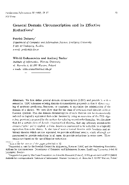 (PDF) General Domain Circumscription and its Effective Reductions