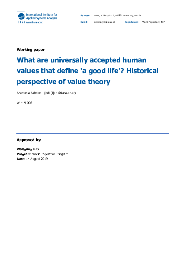 (PDF) What are universally accepted human values that define ‘a good ...