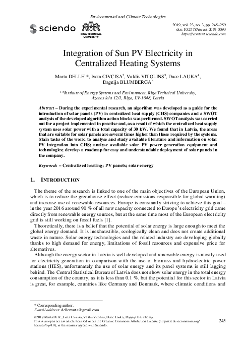 (PDF) Integration of Sun PV Electricity in Centralized Heating Systems