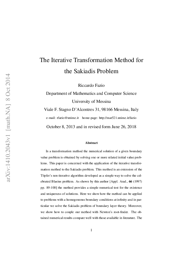 Pdf The Iterative Transformation Method For The Sakiadis Problem 6682