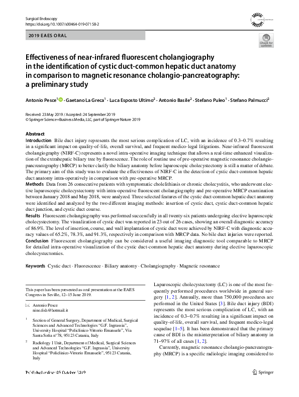 (PDF) Effectiveness of near-infrared fluorescent cholangiography in the ...