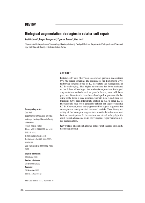 (PDF) Biological augmentation strategies in rotator cuff repair | dogac ...