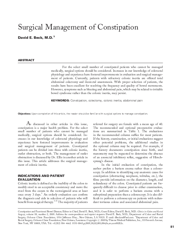 (PDF) Surgical management of constipation | Andrew Renwick - Academia.edu