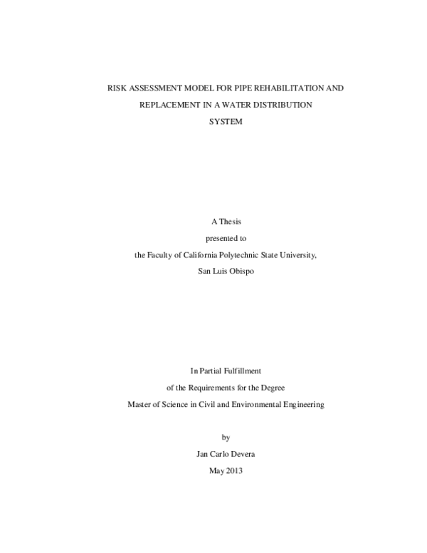 (PDF) Risk Assessment Model for Pipe Rehabilitation and Replacement in ...
