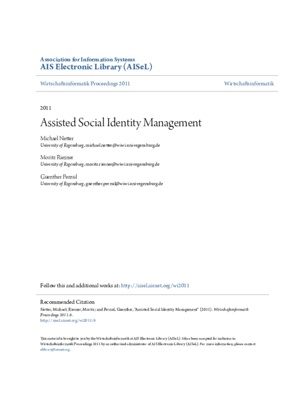 (PDF) Assisted Social Identity Management