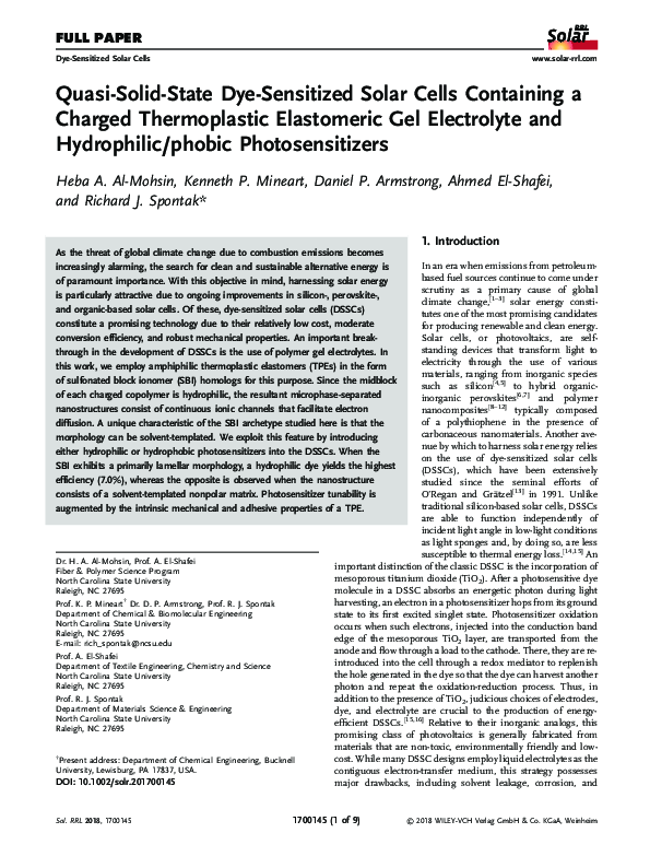 (PDF) Quasi-solid-state dye-sensitized solar cells containing P (MMA-co -AN)-based polymeric gel ...