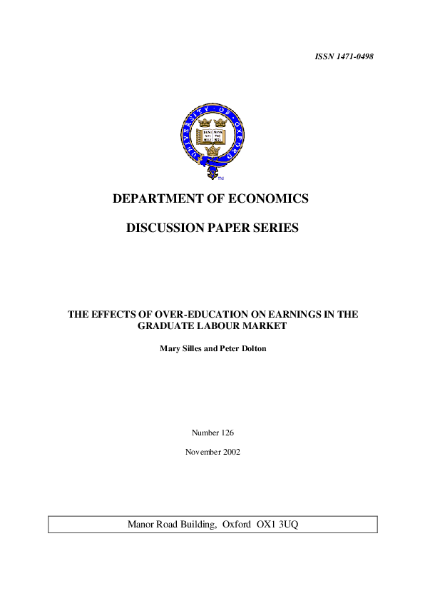 (PDF) The effects of over-education on earnings in the graduate labour ...