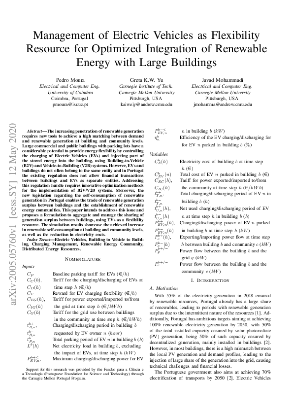 (PDF) Management of Electric Vehicles as Flexibility Resource for ...