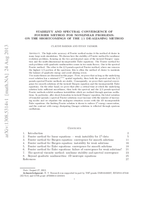 (PDF) Stability and spectral convergence of Fourier method for ...