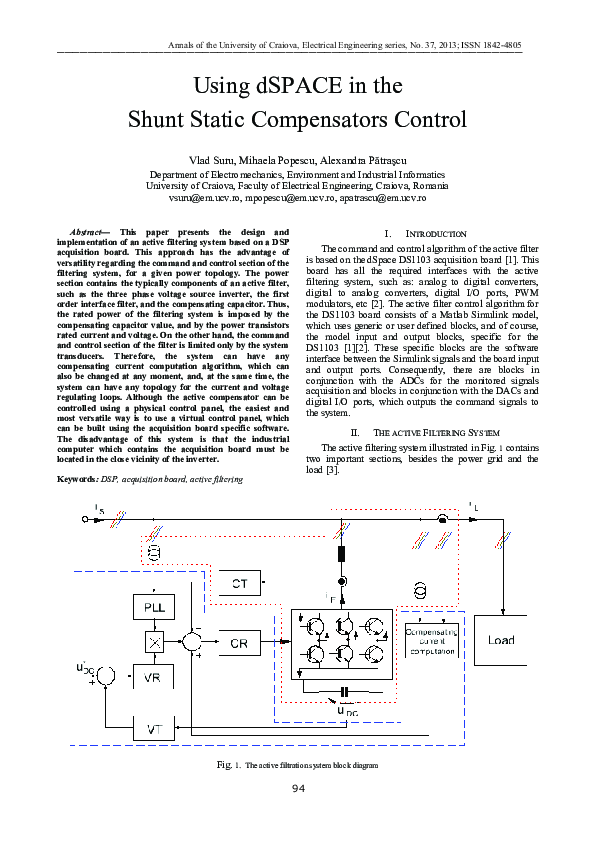 (PDF) Using dSPACE in the Shunt Static Compensators Control