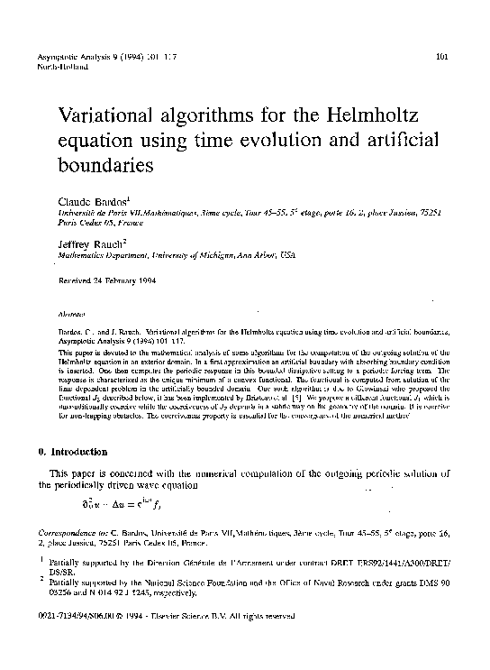 (PDF) Variational algorithms for the Helmholtz equation using time evolution and artificial ...