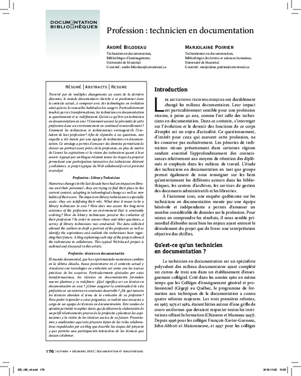 (PDF) Profession : technicien en documentation
