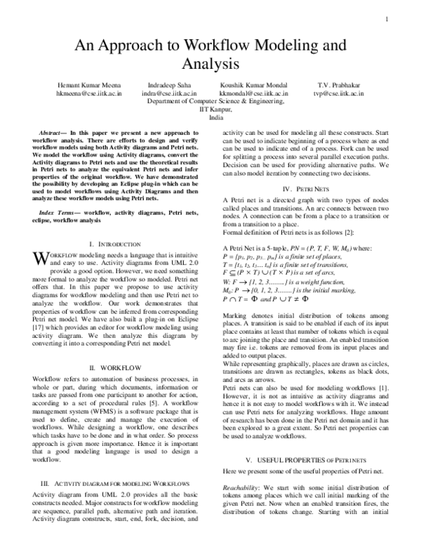 (PDF) An approach to workflow modeling and analysis