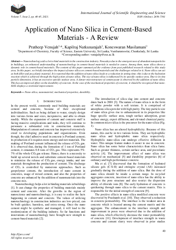 (PDF) Application of Nano Silica in Cement-Based Materials -A Review