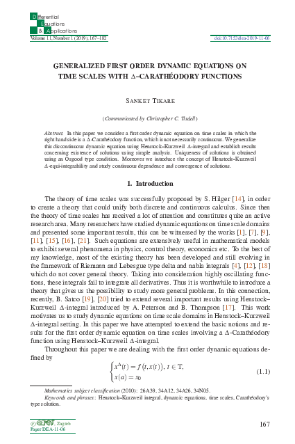 (PDF) Generalized first order dynamic equations on time scales with Δ ...