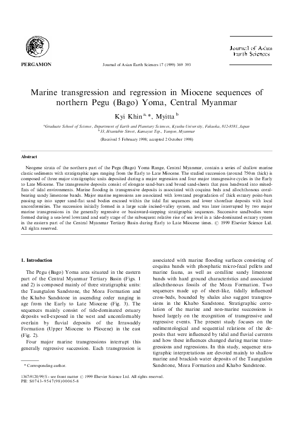 (PDF) Miocene Marine Transgressions in Central Myanmar