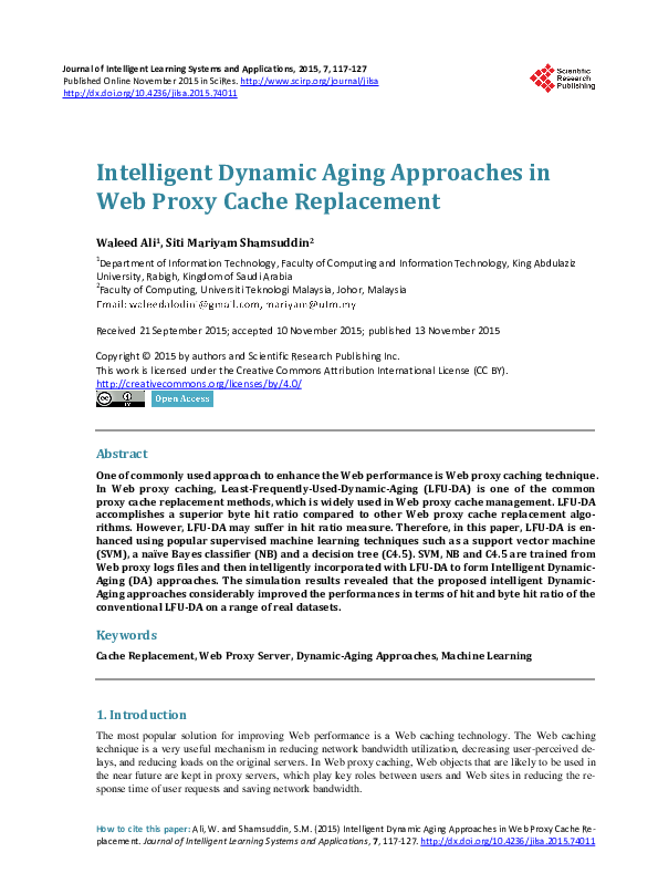 (PDF) Intelligent Dynamic Aging Approaches in Web Proxy Cache Replacement