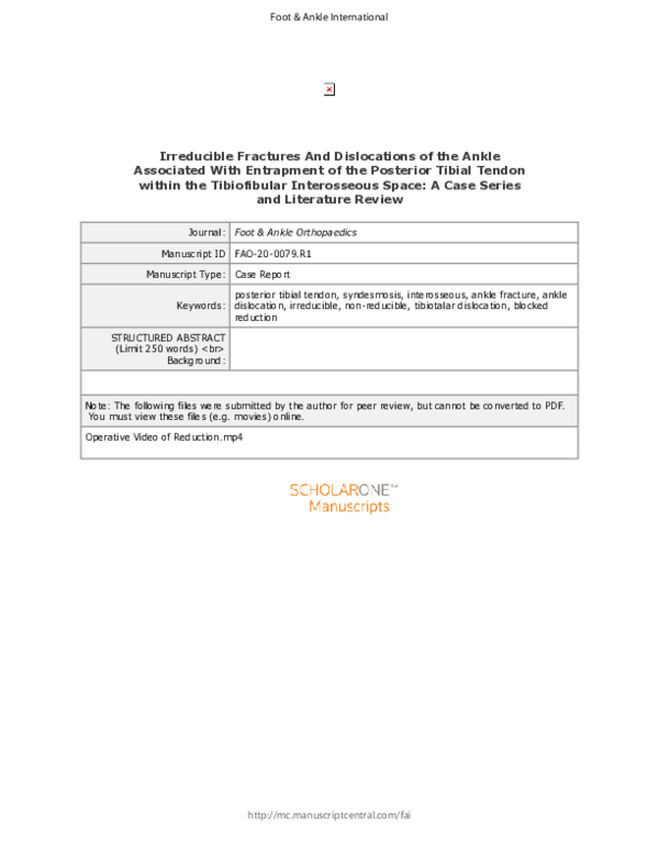 (PDF) Irreducible Fractures and Dislocations of the Ankle Associated ...
