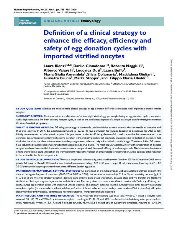 (PDF) Definition of a clinical strategy to enhance the efficacy, efficiency and safety of egg ...