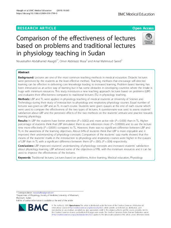(PDF) Comparison of the effectiveness of lectures based on problems and ...