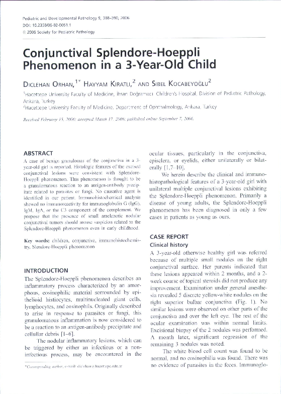 (PDF) Conjunctival Splendore-Hoeppli Phenomenon in a 3-Year-Old Child