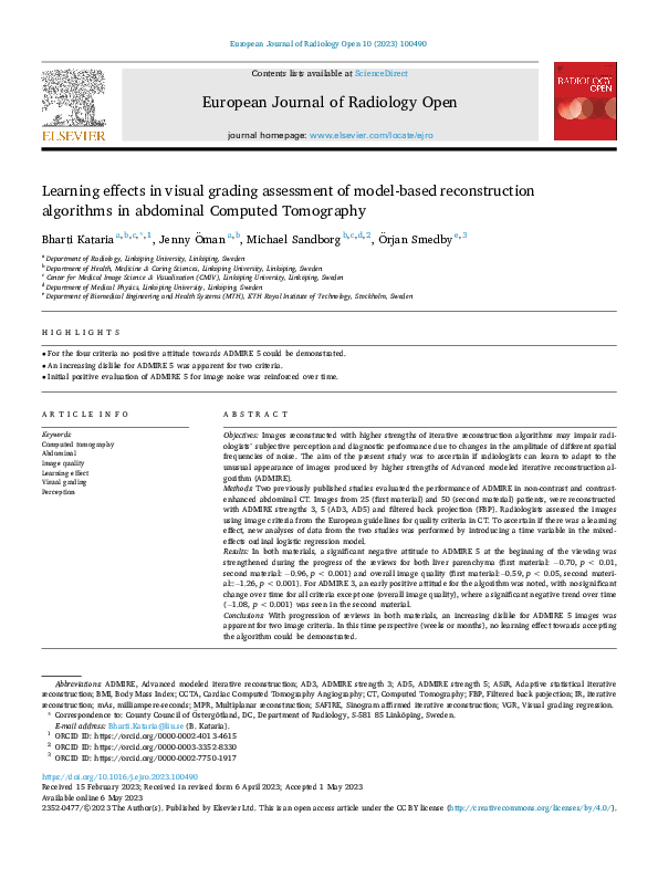 Pdf Learning Effects In Visual Grading Assessment Of Model Based Reconstruction Algorithms In