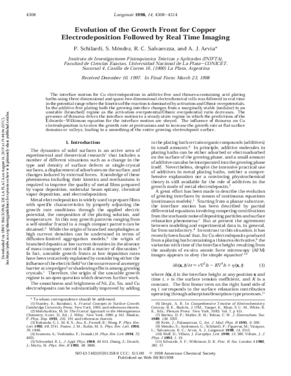 (PDF) Evolution of the Growth Front for Copper Electrodeposition ...