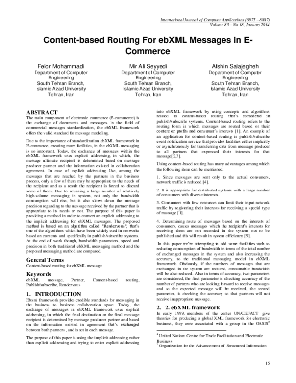 (PDF) Content-based Routing For ebXML Messages in E-commerce