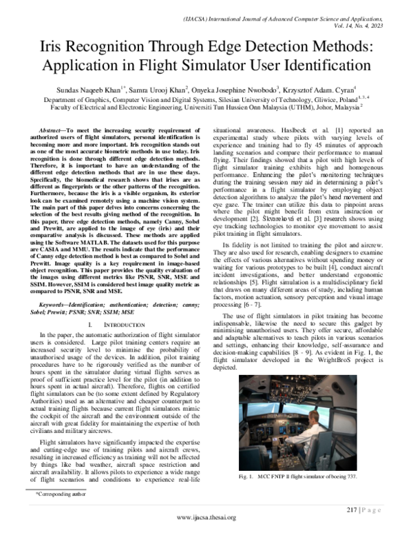 Pdf Iris Recognition Through Edge Detection Methods Application In Flight Simulator User